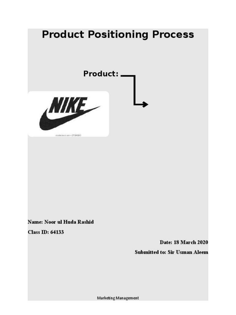 Product Positioning Process | PDF | Nike | Influence (Social And Political)