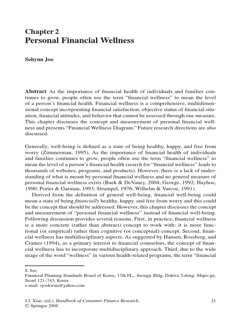 Personal Financial Wellness: Sohyun Joo | PDF | Well Being ...