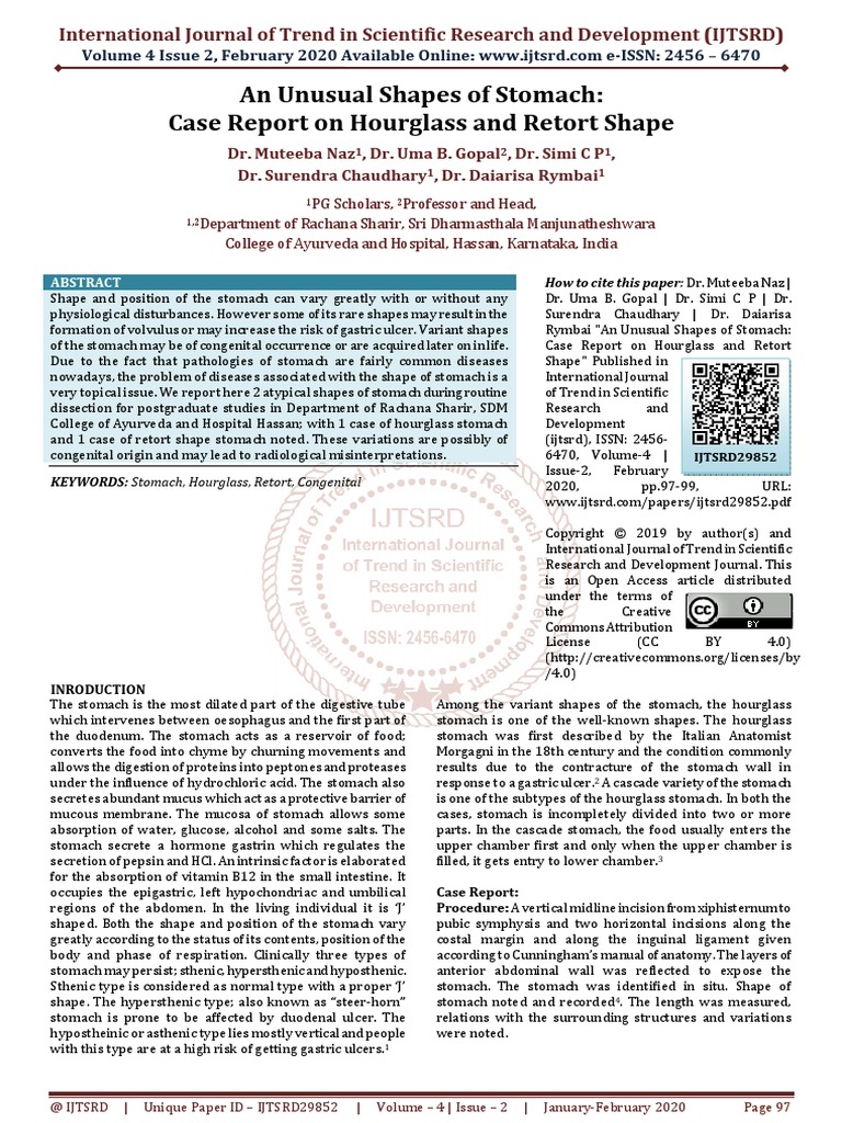 An Unusual Shapes of Stomach Case Report On Hourglass and Retort Shape ...