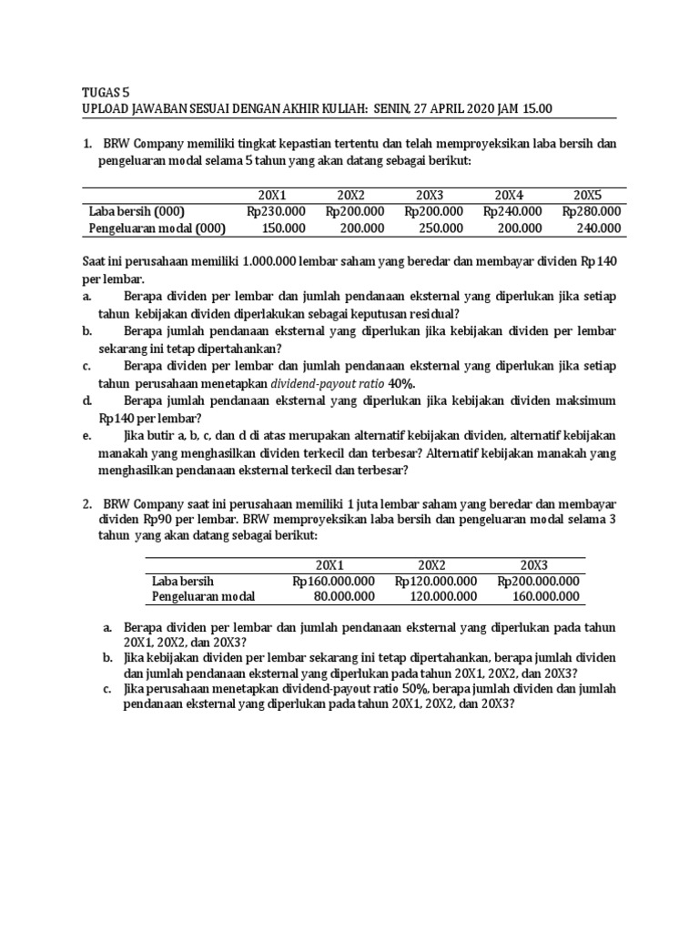 Analisis Kebijakan Dividen BRW | PDF