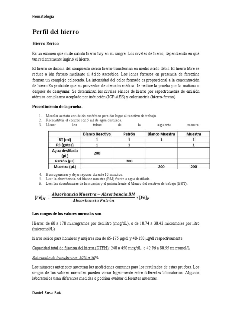 Perfil de Hierro | PDF | Hierro | Especialidades Medicas