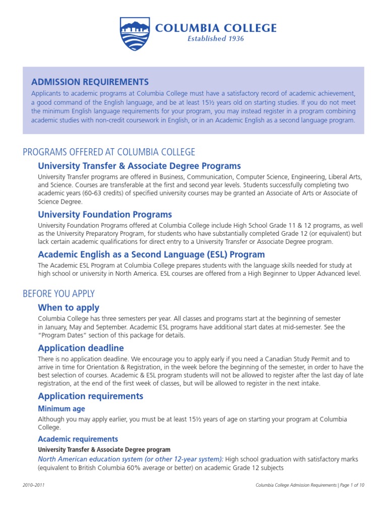 Columbia College Application Form | PDF | Fee | Credit Card