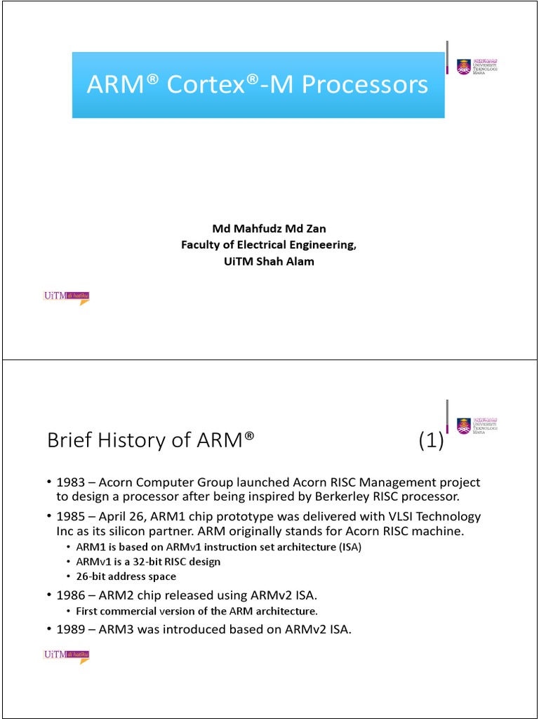 01 ARM® Cortex® M Processors | PDF | Arm Architecture | Central Processing Unit