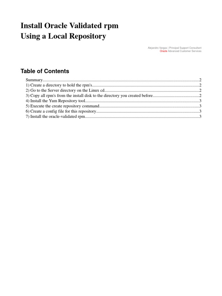 How To Install Oracle-Validated RPM From Local Yum Repository | PDF | Oracle Database | Linux