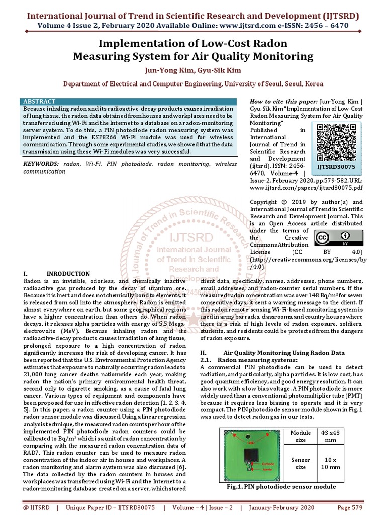 Implementation of Low Cost Radon Measuring System For Air Quality ...
