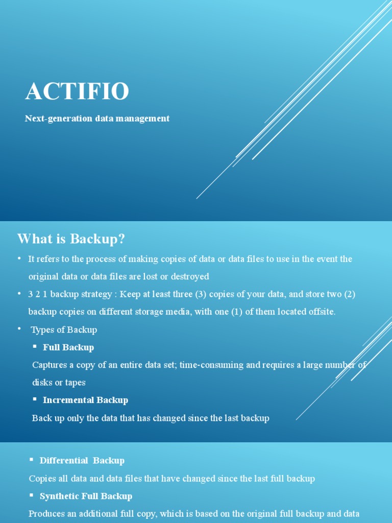 Actifio: Next-Generation Data Management | PDF | Backup | Disaster Recovery