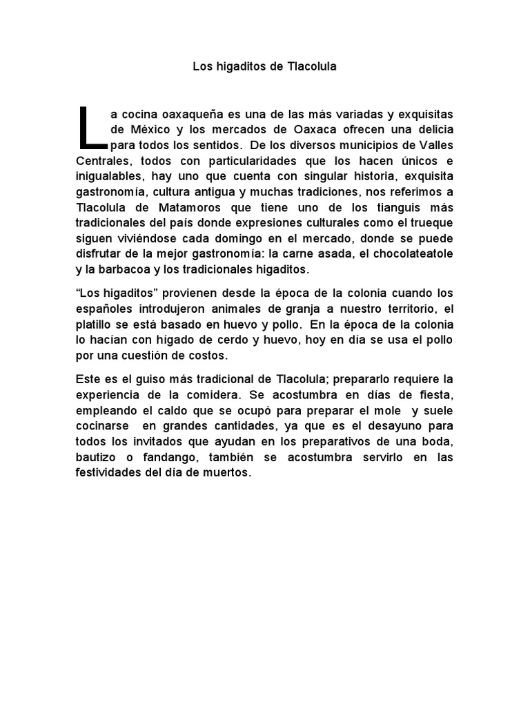 Higaditos Tradicionales de Tlacolula | PDF
