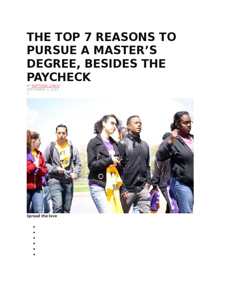 The Top 7 Reasons To Pursue A Master | PDF | Academic Degree ...