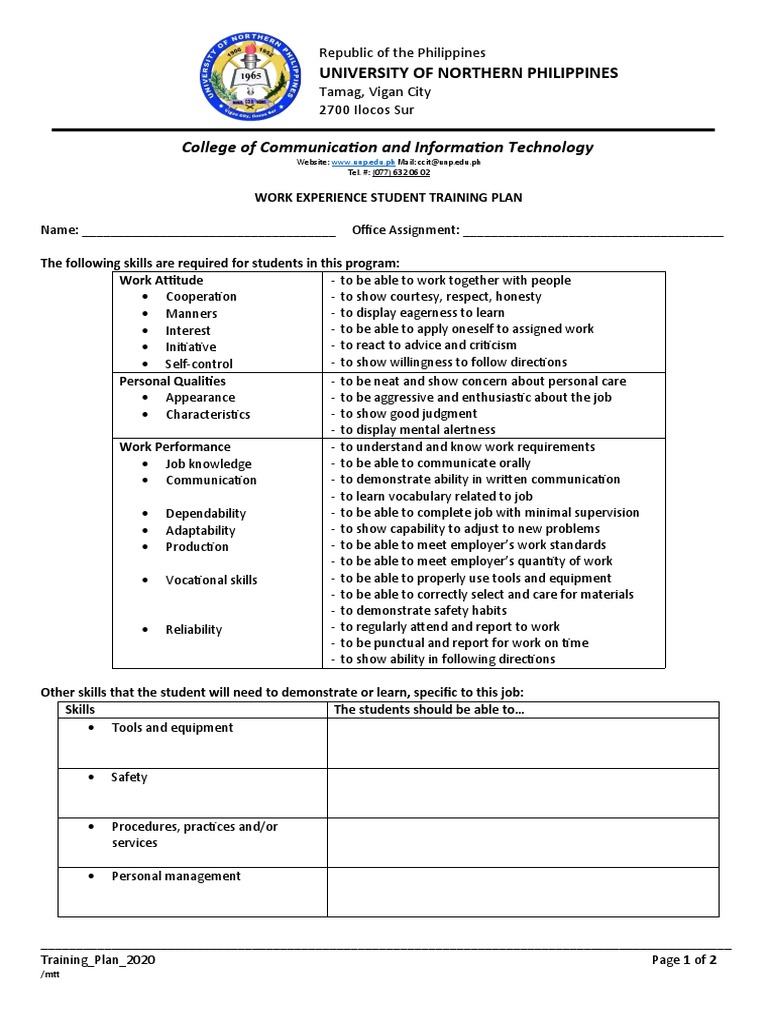 Training Plan OJT | PDF | Cognition | Behavior Modification