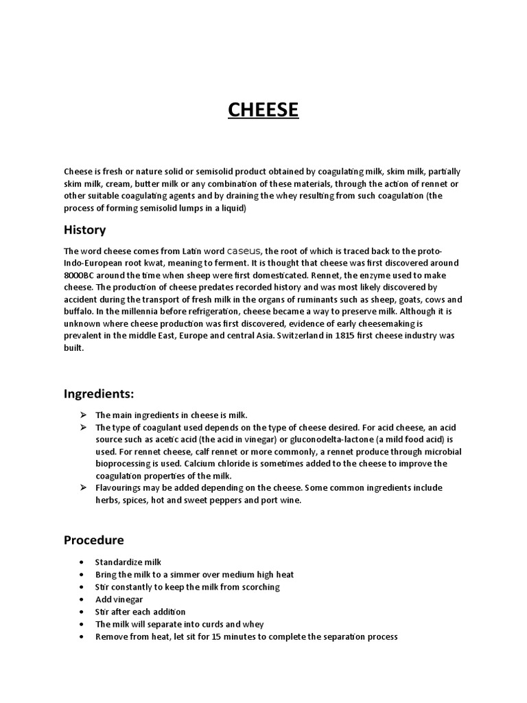 CHEESE | PDF | Cheese | Milk