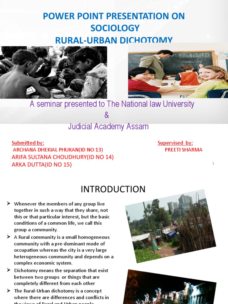 Power Point Presentation On Sociology Rural-Urban Dichotomy | PDF ...