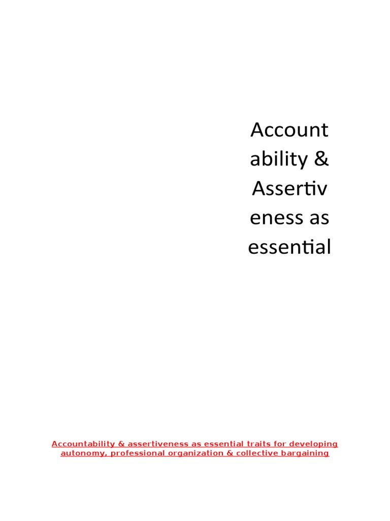 Accountability and Assertiveness in Nursing | PDF | Autonomy ...