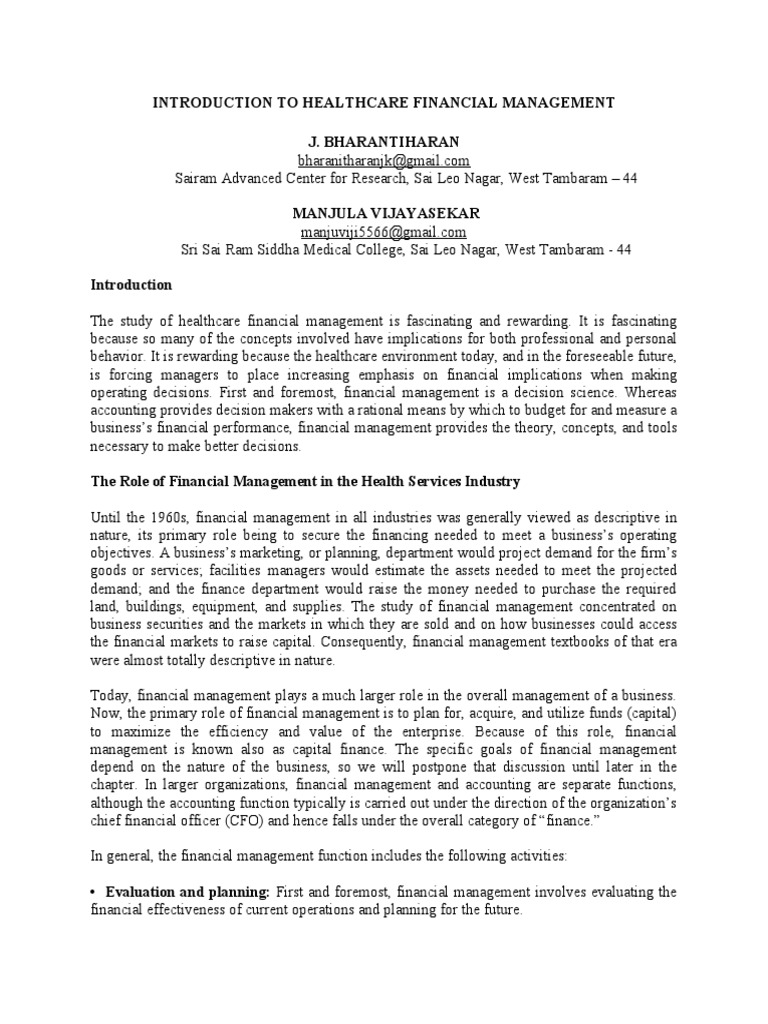 Introduction To Health Care Financial Management | PDF | Depreciation ...