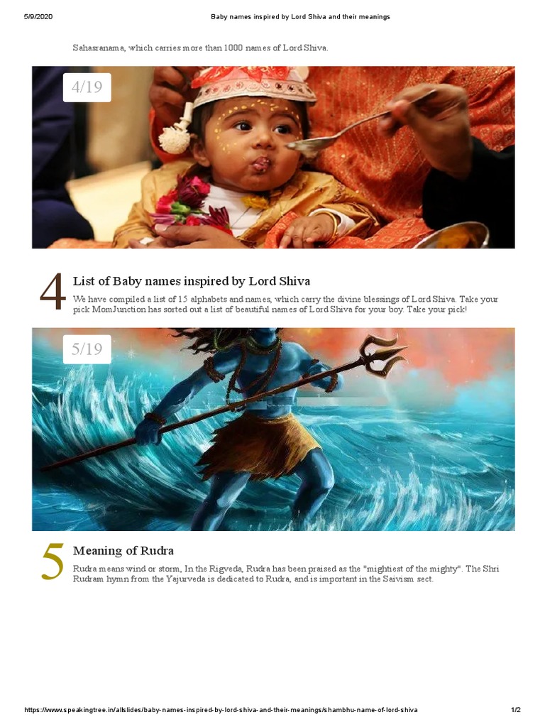 Baby Names Inspired by Lord Shiva and Their Meanings 2 | PDF