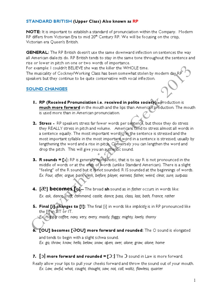 British RP Notes LACHSA PDF | PDF | Stress (Linguistics) | Human ...