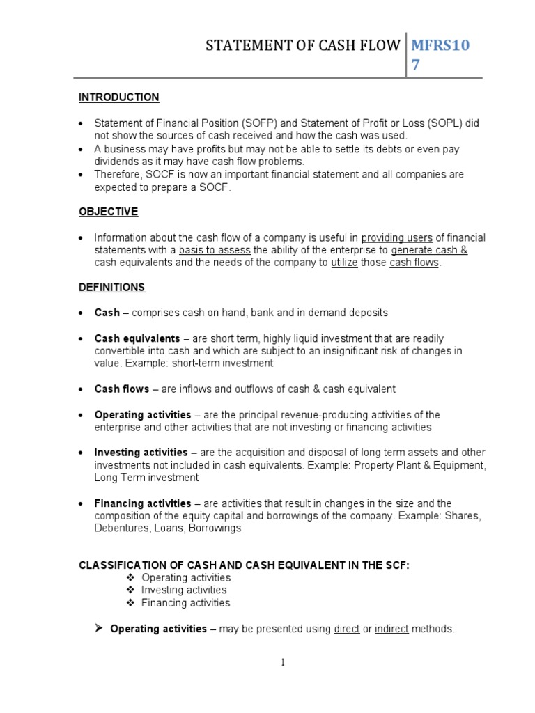 Statement of Cash Flow - NOTES | PDF | Expense | Cash And Cash Equivalents