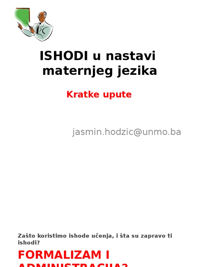 ISHODI U Nastavi Maternjeg Jezika Kratke Upute | PDF