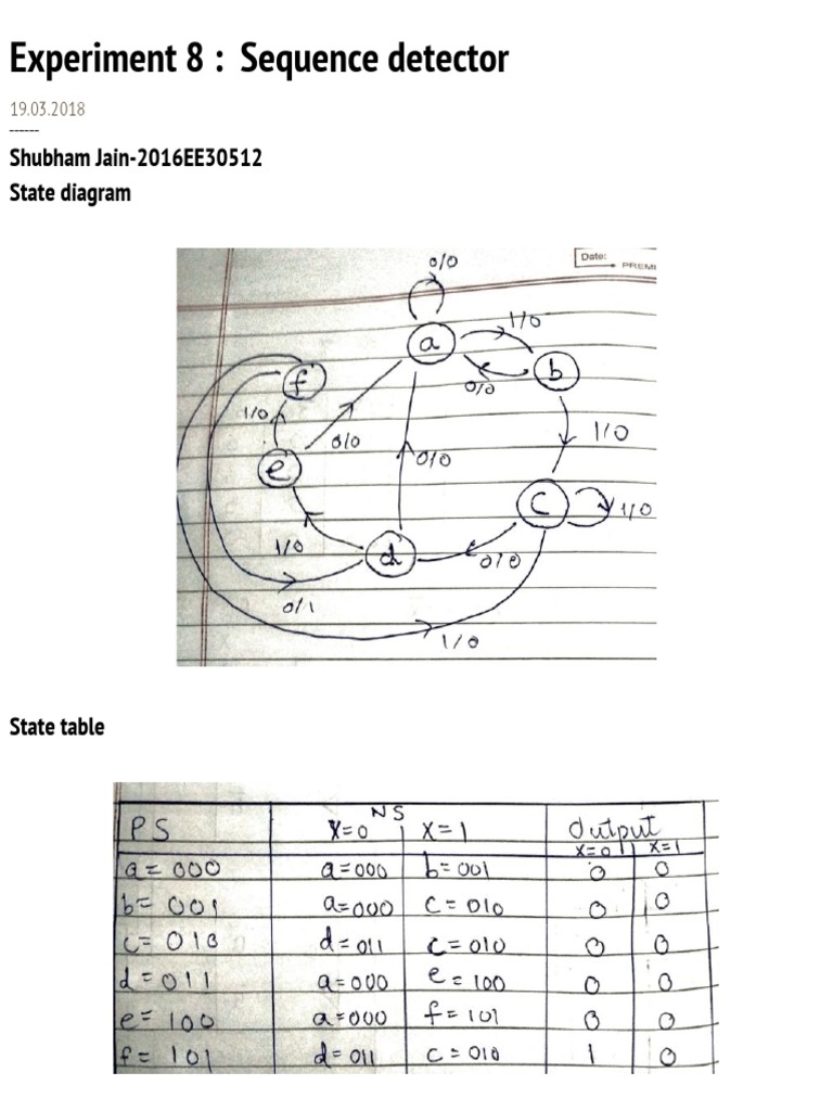 Experiment 8: Sequence Detector | PDF