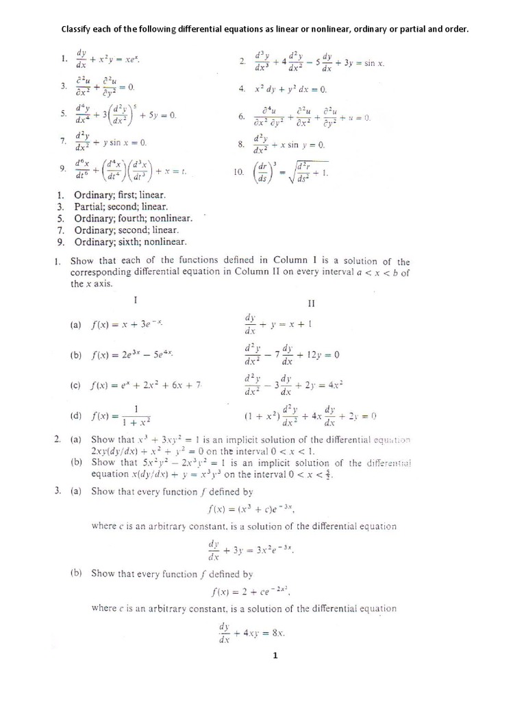 Classifying Differential Equations | PDF