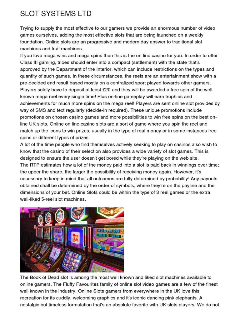SLOT SYSTEMS LTDgvjmo PDF | PDF | Slot Machine | Gaming