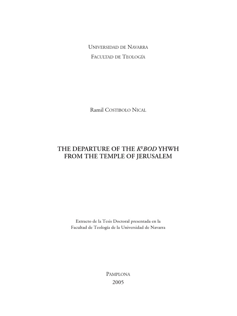 The Departure of The Kebod Yhwh From The Temple of Jerusalem | PDF ...