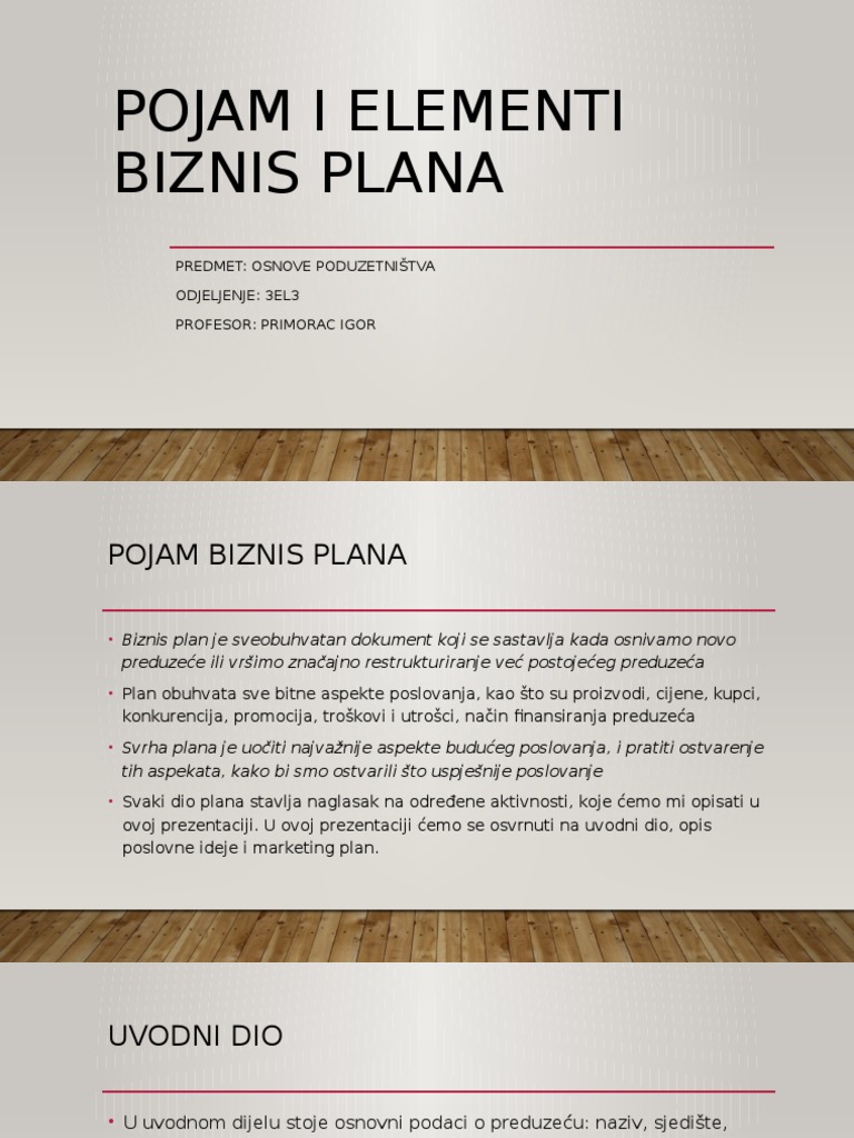 Pojam I Elementi Biznis Plana, 3el3 | PDF