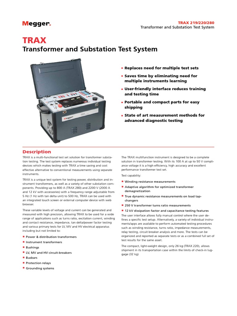 TRAX 219/220/280: Transformer and Substation Test System | PDF ...