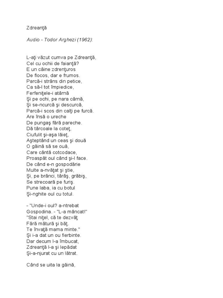 Zdreanta Tudor Arghezi | PDF