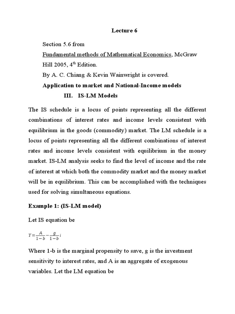 Solving Systems of Simultaneous Equations Representing Interdependent Economic Markets: Examples ...