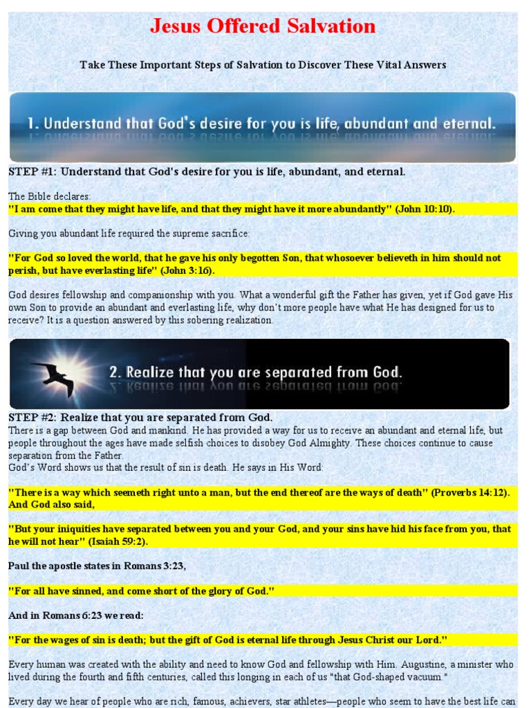 Take These Important Steps of Salvation To Discover These Vital Answers ...