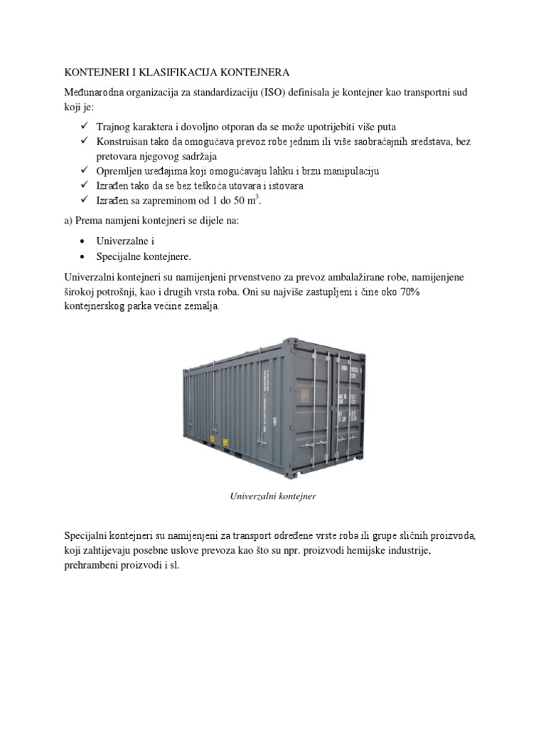 10 Kontejneri I Klasifikacija Kontejnera PDF | PDF