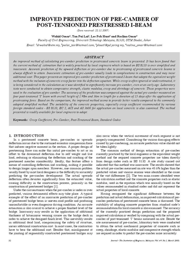 Improved Pre-Camber Prediction in Beams | PDF | Beam (Structure ...