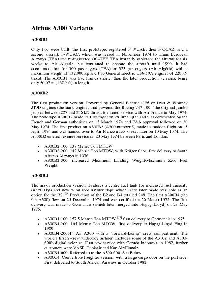 Airbus A300 Variants | PDF | Aeronautics | Vehicle Design
