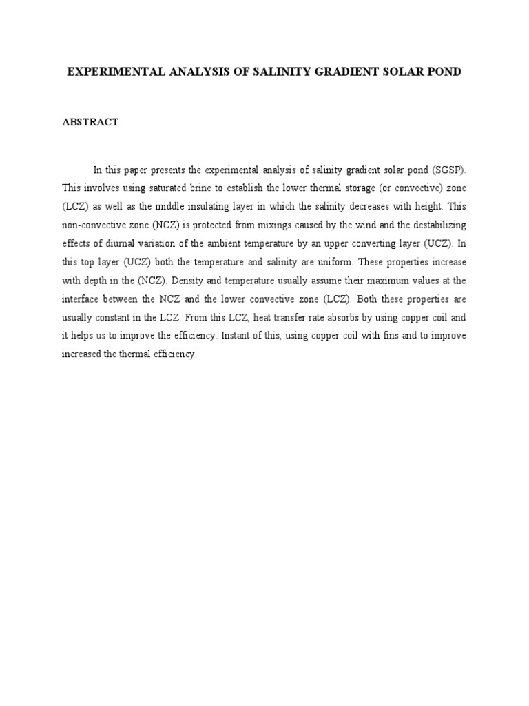 Abstract - Solar Pond | PDF