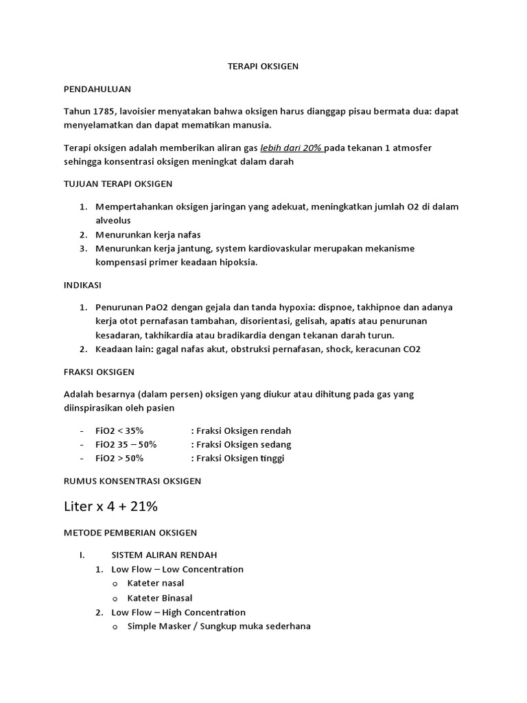 Rumus dan Metode Terapi Oksigen | PDF