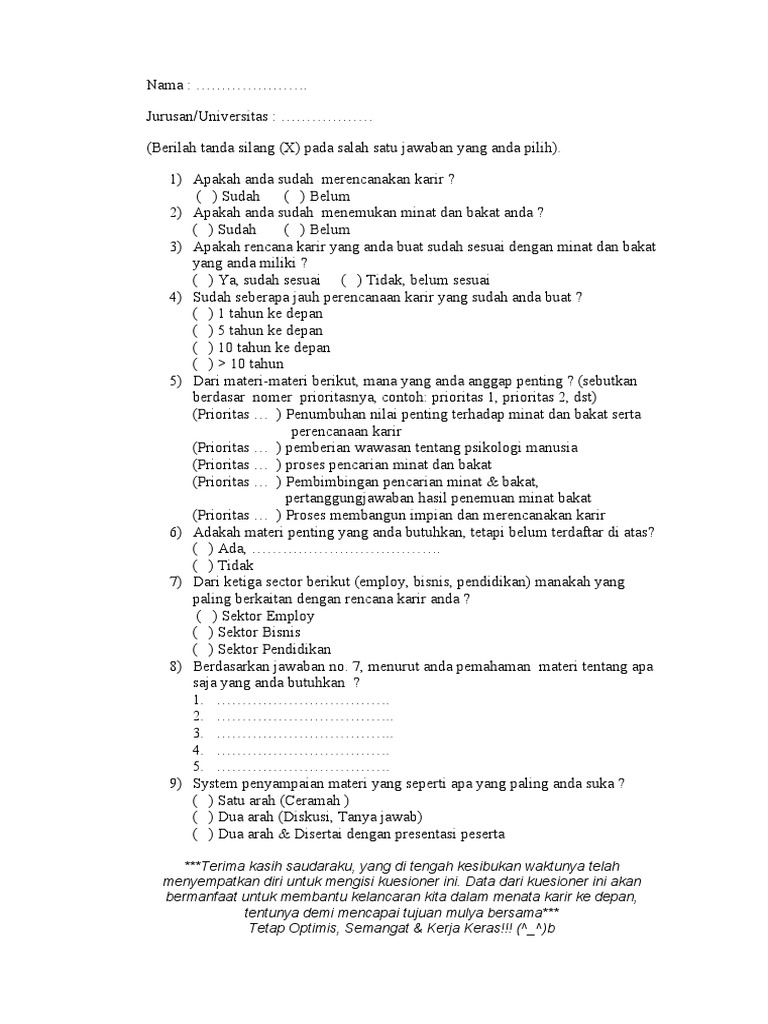 Kues 1 | PDF | Karier & Perkembangan