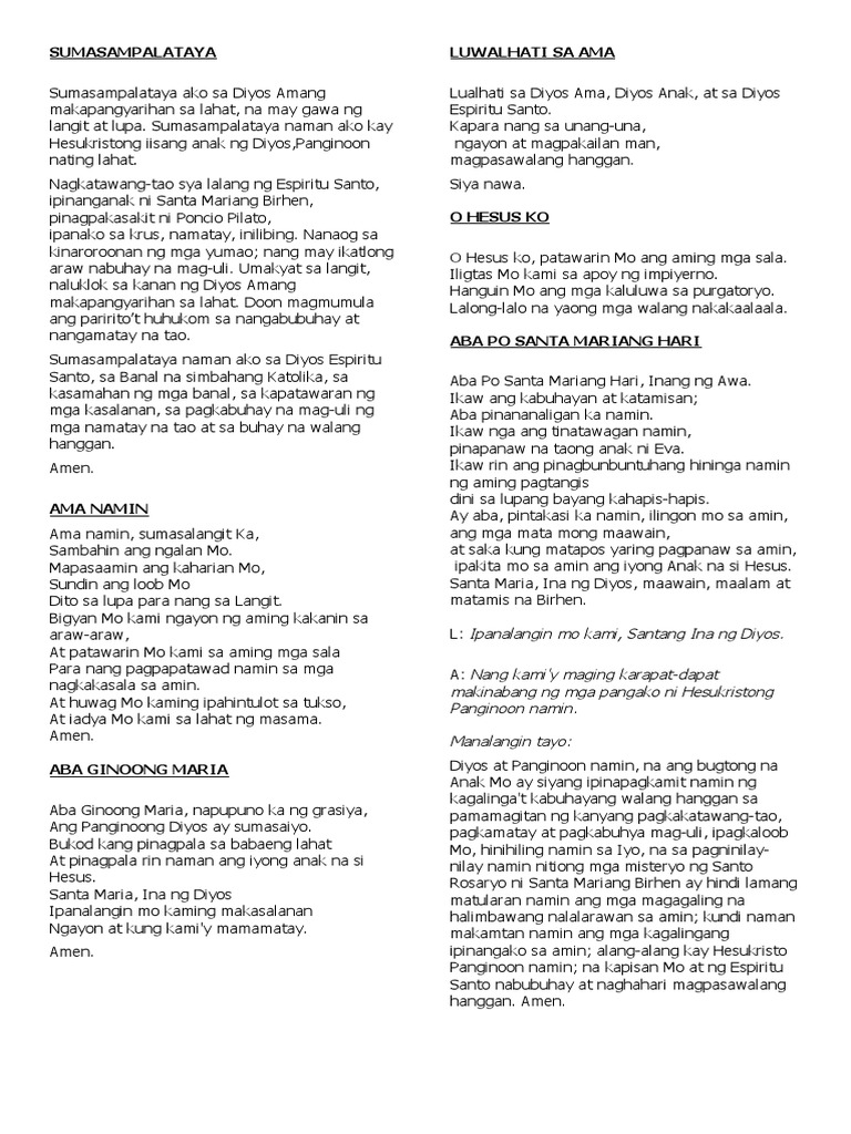Mga Dasal Tagalog | PDF