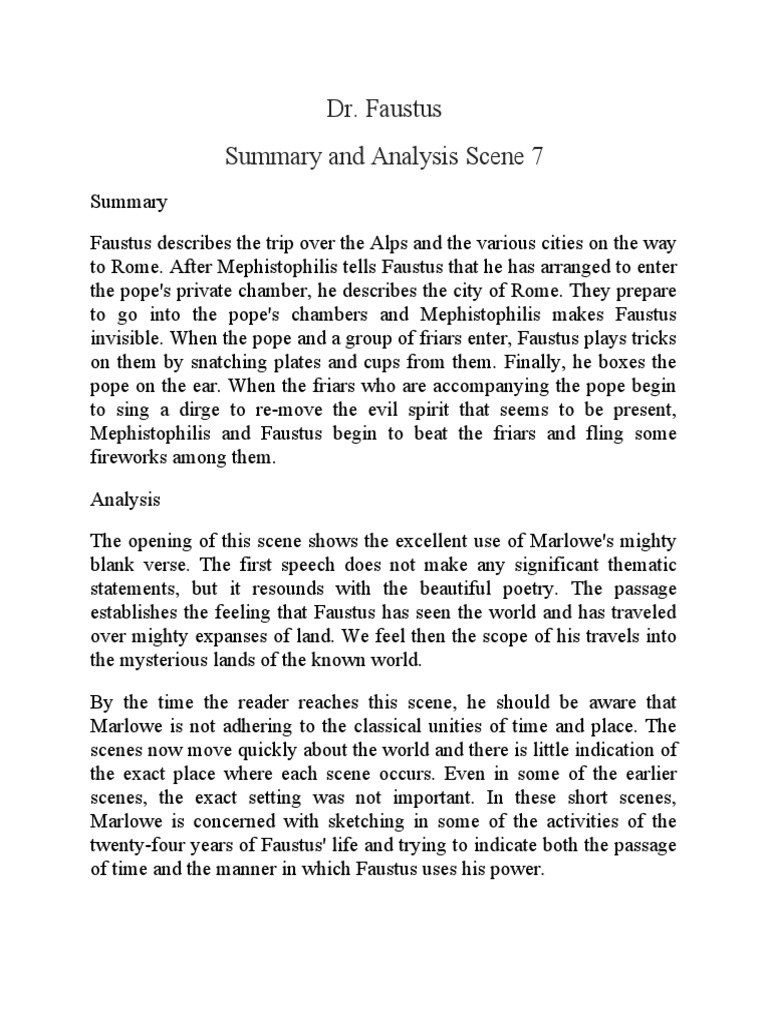 Dr. Faustus Summary and Analysis Scene 7 | PDF