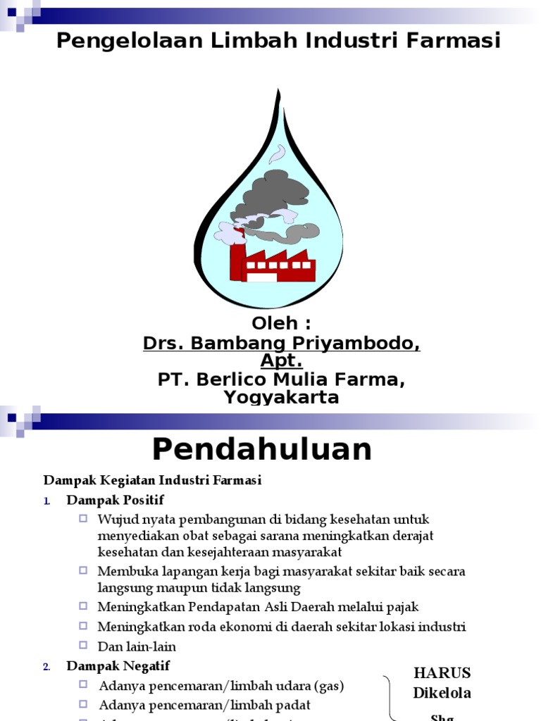 Pengelolaan Limbah Industri Farmasi | PDF