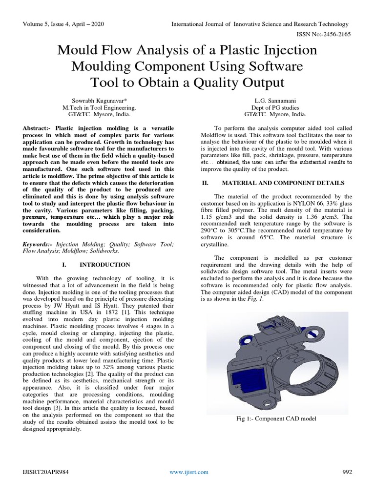 Mould Flow Analysis of A Plastic Injection | PDF