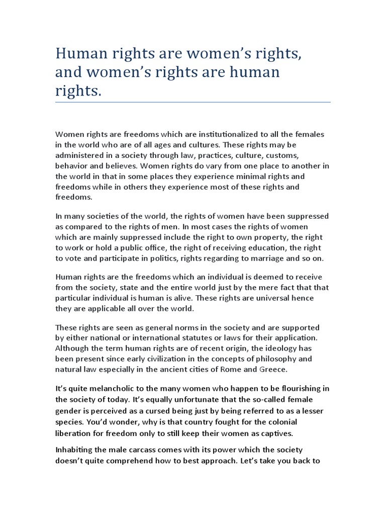 Women's Rights as Human Rights: A Call for Equal Treatment and ...