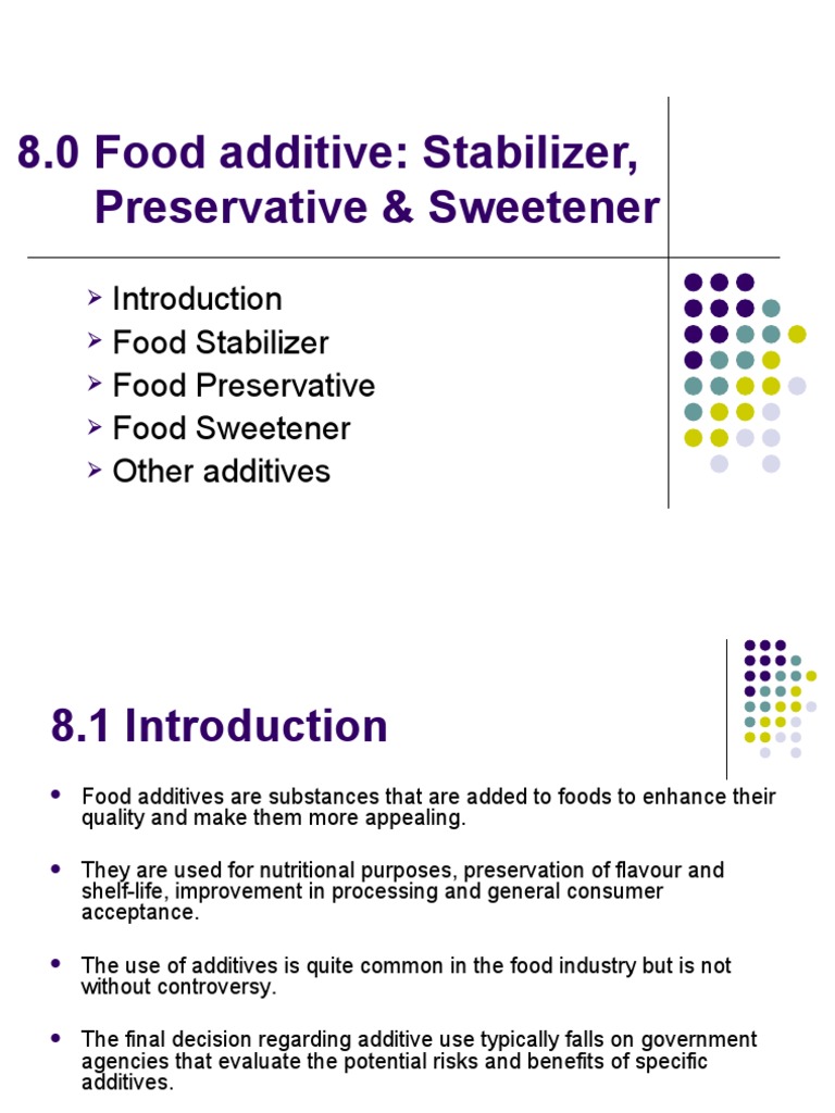 Food Stabilizer Food Preservative Food Sweetener Other Additives | PDF ...