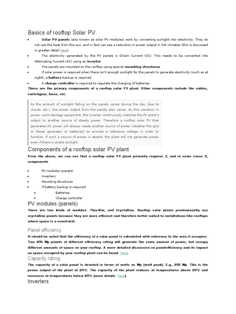 Basics of Rooftop Solar | PDF | Photovoltaic System | Solar Power