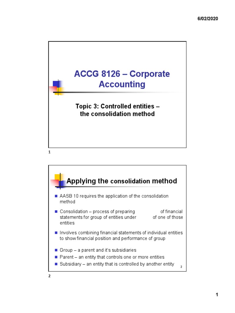 Topic 3 - Consolidation Controlled Entities PDF | PDF | Consolidation ...