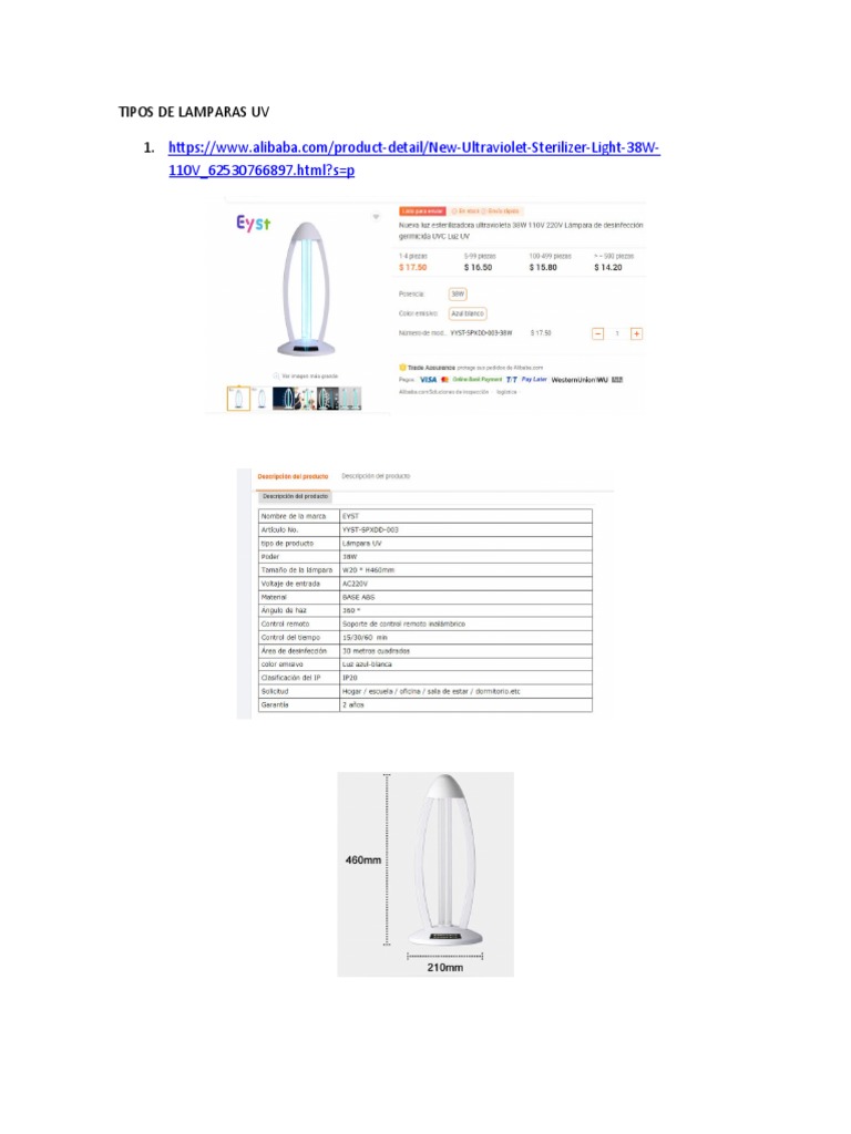 Tipos de Lamparas Uv | PDF