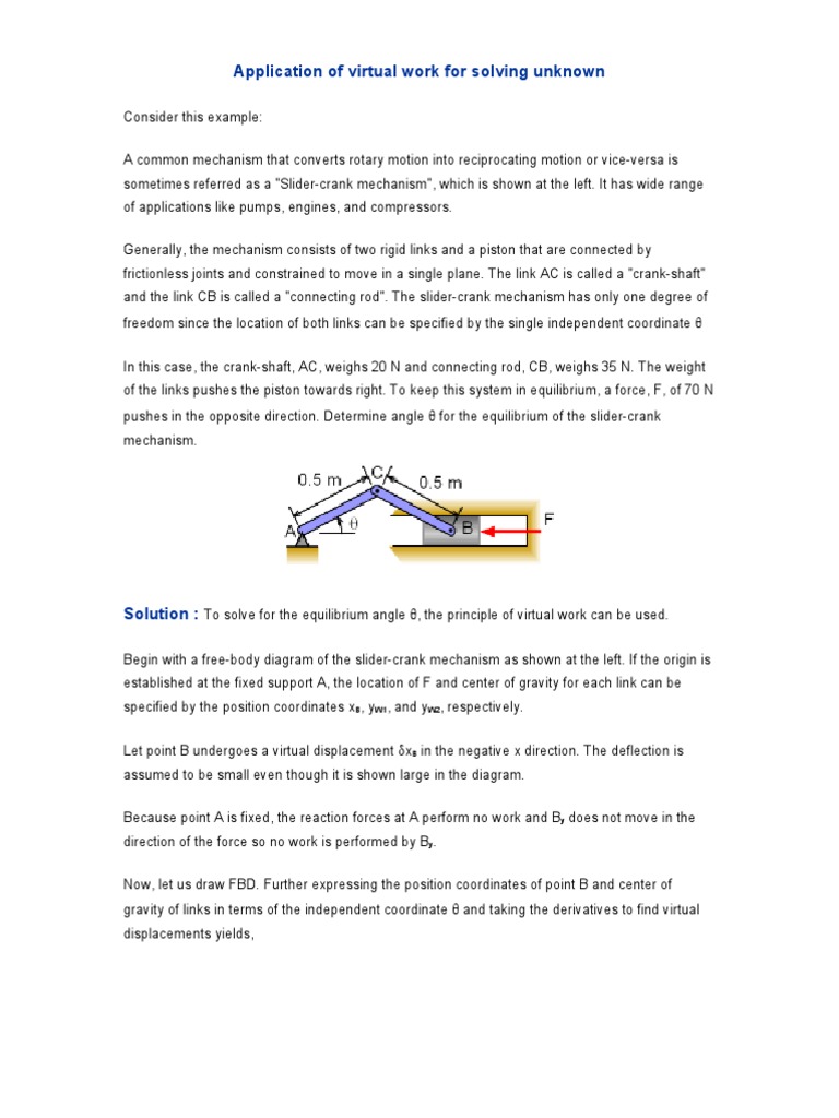Application of Virtual Work For Solving Unknown | PDF | Force ...