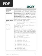 Acer N20H2 Notebook Specifications | PDF