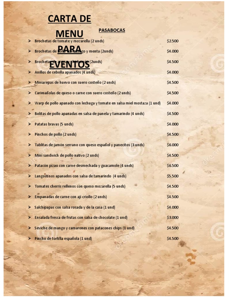 Carta Menu Rafa | PDF | ensalada | Cocinando