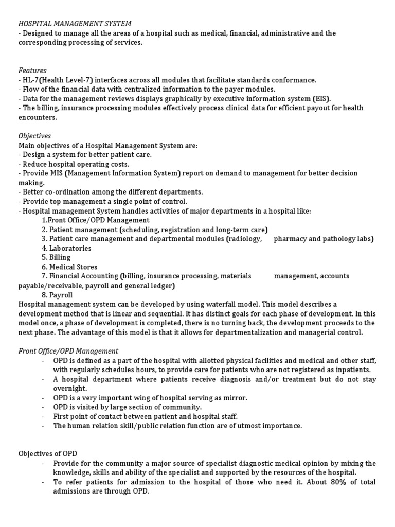 Hospital Management System | PDF | Patient | Electronic Health Record