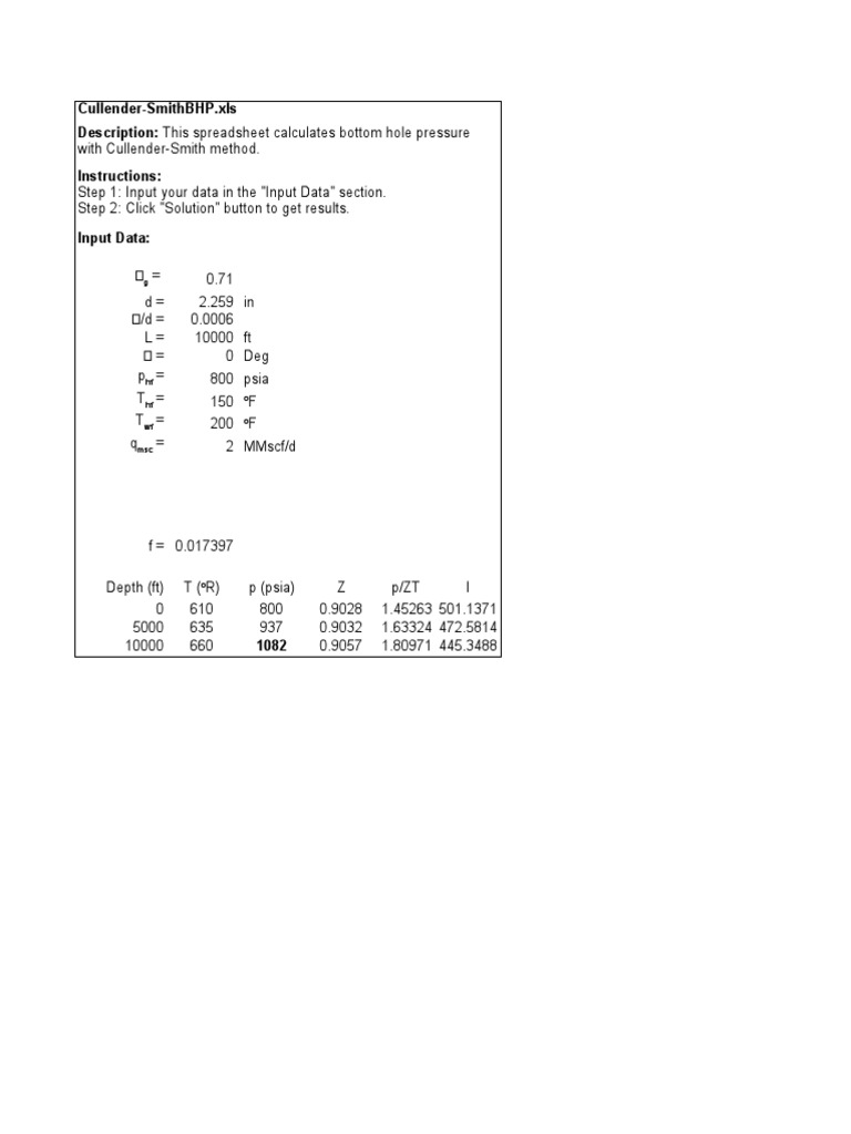 Cullender-Smith Pressure Calculation Tool | PDF | Science & Mathematics ...